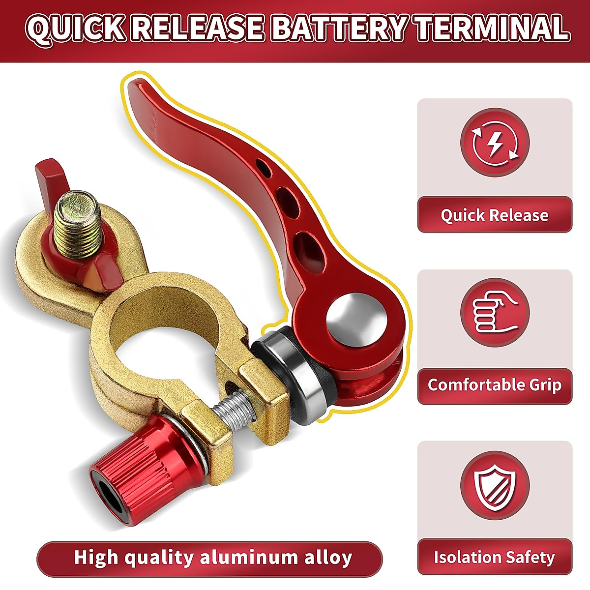 Battery Terminal Connectors 1 Pair, Battery Terminals Brass (M8 x 25mm Bolt), Battery Cable Ends Quick Release, Car Battery Terminal with Anti-Corrosion Pad for Car, caravan, truck, boat by XIOGZAXI
