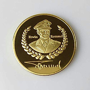 1891-1944 WW II German Desert Eagle Rommel Deutsche Wehrmacht Gold Plated Coin Military Souvenirs Metal Coins Collection