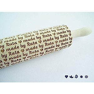 PERSONALIZED EMBOSSING ROLLING PIN WOODEN LAZER ENGRAVED for EMBOSSED COOKIES CUSTOM ENGRAVED LOGO UNIQUE GIFT