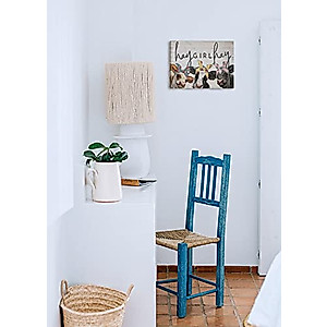 Funny Quote Cute Cows Canvas Wall Art Prints,Hay Girl Hay Wood Texture Paintings Prints,11x14 inches Artwork for Funny Farm Themed Decor Girl Room Farmhouse Bedroom Living Room Home