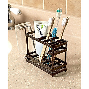 Metal Bathroom Countertop Organizer and Storage Tray - Bronze