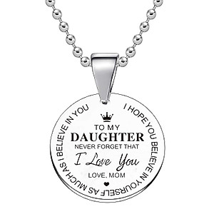 malyunin Inspirational Gifts Necklace To Son Daughter Gift from Mom Dad Never Forget That I Love You Family Jewelry Graduation Gifts (Mom To Daughter)