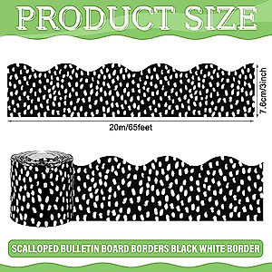 Zonon 65 Feet Bulletin Board Borders Dots Decorative Bulletin Border Rolled Blackboard Straight Wavy Trim Borders Back to School Decoration for Classroom and Home (Wavy White Dot)