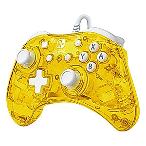 PDP Rock Candy Wired Gaming Switch Pro Controller - Pineapple Pop Yellow / Clear - Licensed by Nintendo - OLED Compatible - Compact, Durable Transparent Travel Controller - Holiday & Birthday Gifts