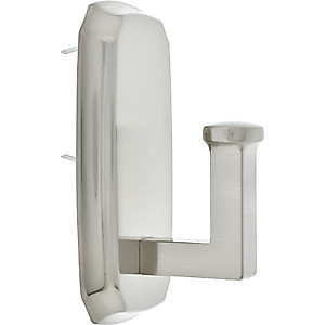 HIGH & MIGHTY 515804 Decorative Metal Hook, Easy Tool-Free Dry Wall Installation, Scalloped, Holds up to 25lb, Satin Nickel