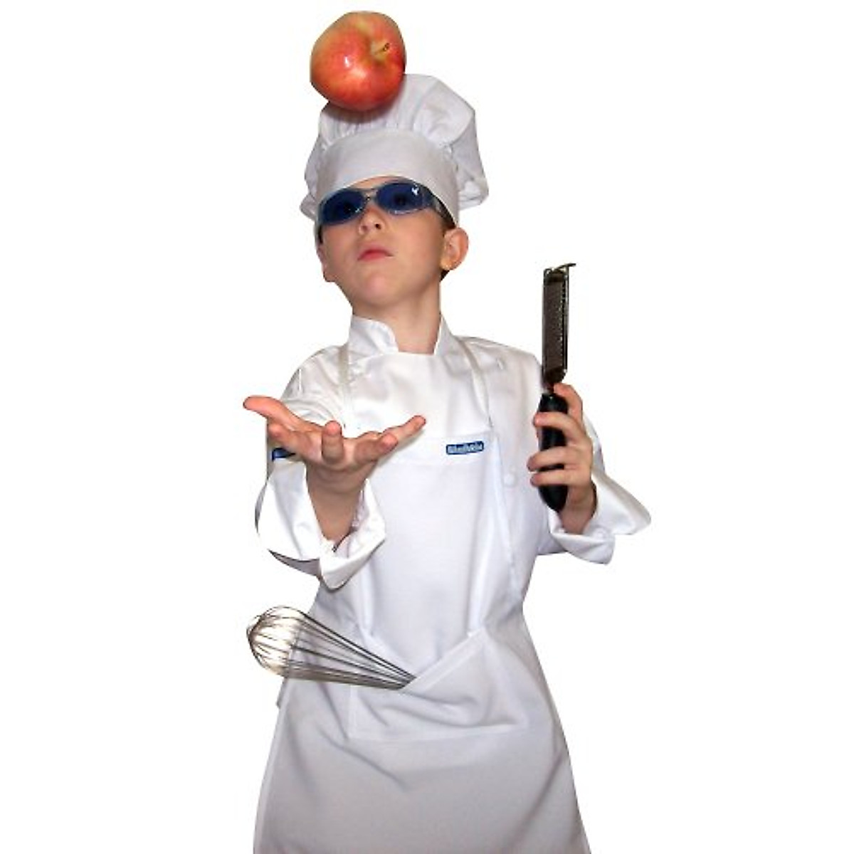 Children Chef Set Apron Hat Small (Small (Fits 2-7 Year Olds)) White