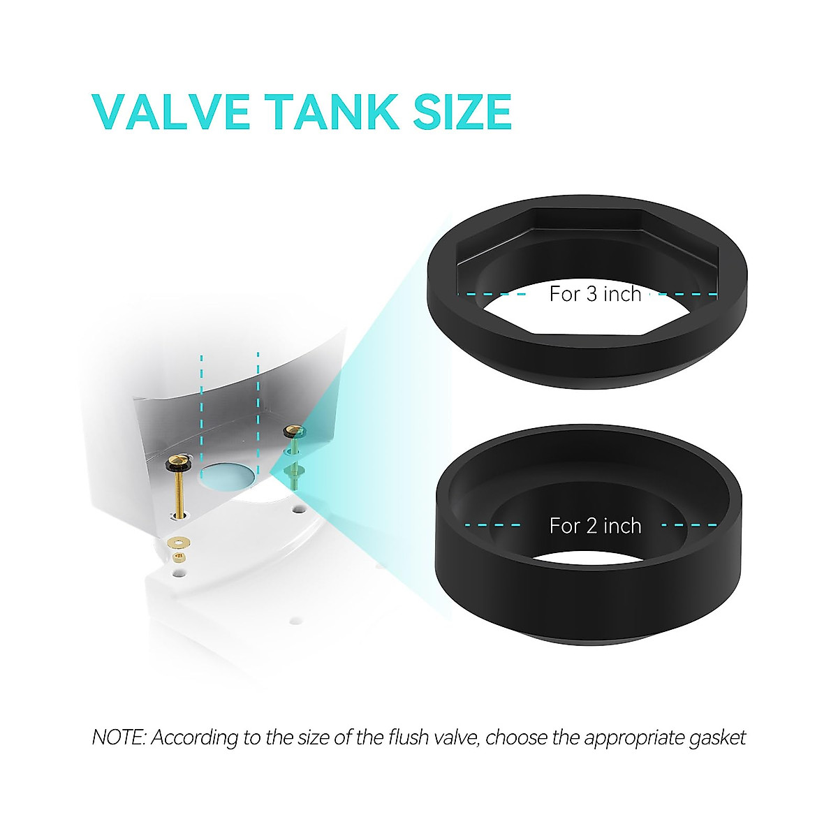 R&T 3'' Toilet Tank to Bowl Octagon Gasket with 2 pcs Brass Bolts Hardware Kit for 2-Piece Toilet (3 inch)