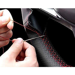 Carkooler DIY Stitching Carbon Fiber Steering Wheel Cover for Ford Fusion Sedan 2013-2020 / Edge 4dr SUV 2015-2020 15 inches Leather Interior Accessories