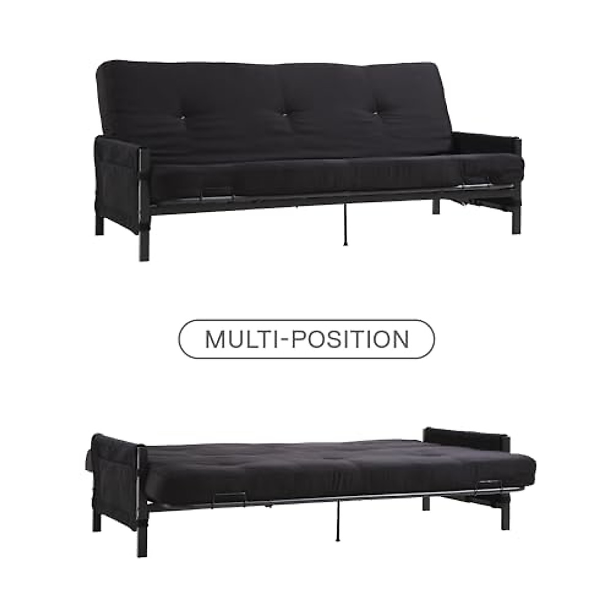 DHP Fairview Storage Futon with 6" Mattress, Black