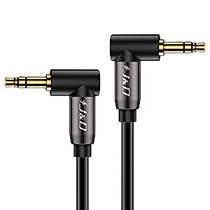 J&D Gold Plated 3.5mm Stereo Audio Aux Cable 90 Degree Right Angle Compatible for Galaxy, Speakers and All Other Devices, 15 Feet