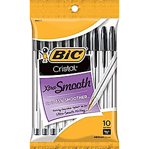 Bic Cristal Stic Medium Ball Pen, Black 10 ea ( Pack of 3)