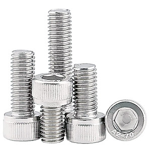 HanTof 75Pcs Hex Socket Head Cap Screws Bolts, 304 (18-8) Stainless Steel, Metric M5 x 8/12/16/20/30mm Allen Head Hex Drive Machine Screws Set with Hex Wrenches, Fully Threaded Pitch: 0.8mm