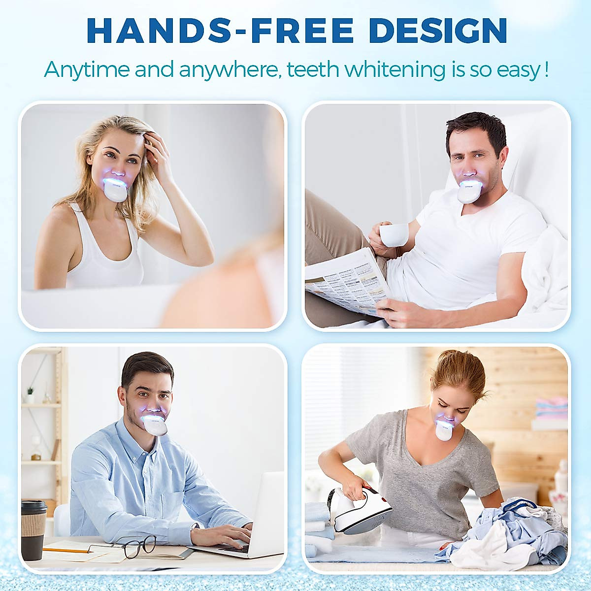 SINORIKO Teeth Whitening Kit with 6X LED Light for Sensitive Teeth 10 Min Fast Result, 3 Carbamide Peroxide Whitening Gel 1 Remineralizing Gel, Mouth Tray with Case, Home Teeth Whitener