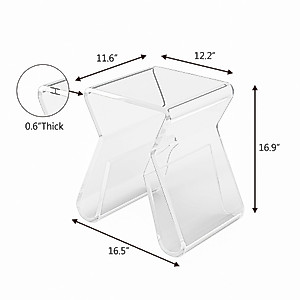 BTLWSI Acrylic Side Table, Acrylic Sofa Table Acrylic Nightstand with Storage Slots, Acrylic Clear End Table Stool for Living Room, Modern Clear Acrylic Coffee Table, 17" D x 12.2" W x 11.6" H