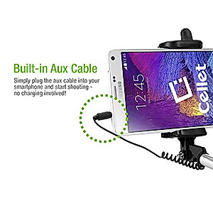 Cellet Extendable Self Portrait Selfie Handheld Monopod with Aux Cable for Smartphones - Black
