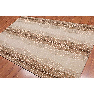 Allen Home Hand Crafted Persian Wool Rugs | Area Carpets Suitable for Living Room, Bedroom, Dining Room | Traditional Rugs | Natural Latex Backing with 100% Cotton | 5’ x 8’ | Antelope Beige