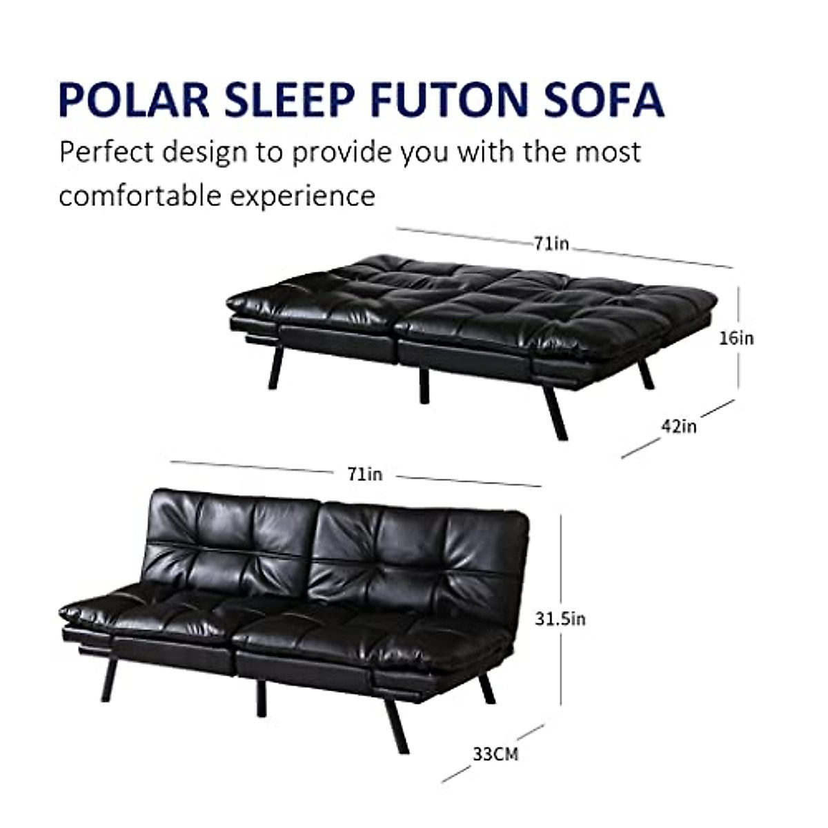 SLNFXC Sofa Bed Linen Memory Foam Couch Convertible Love Seat for Compact Living Spaces Offices Apartments