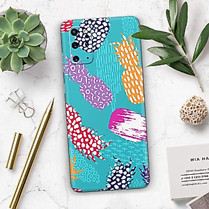 DesignSkinz Retro Summer Pineapple v1 Protective Vinyl Decal Wrap Skin Cover Compatible with The Samsung Galaxy S20 (Screen Trim & Back Glass Skin)