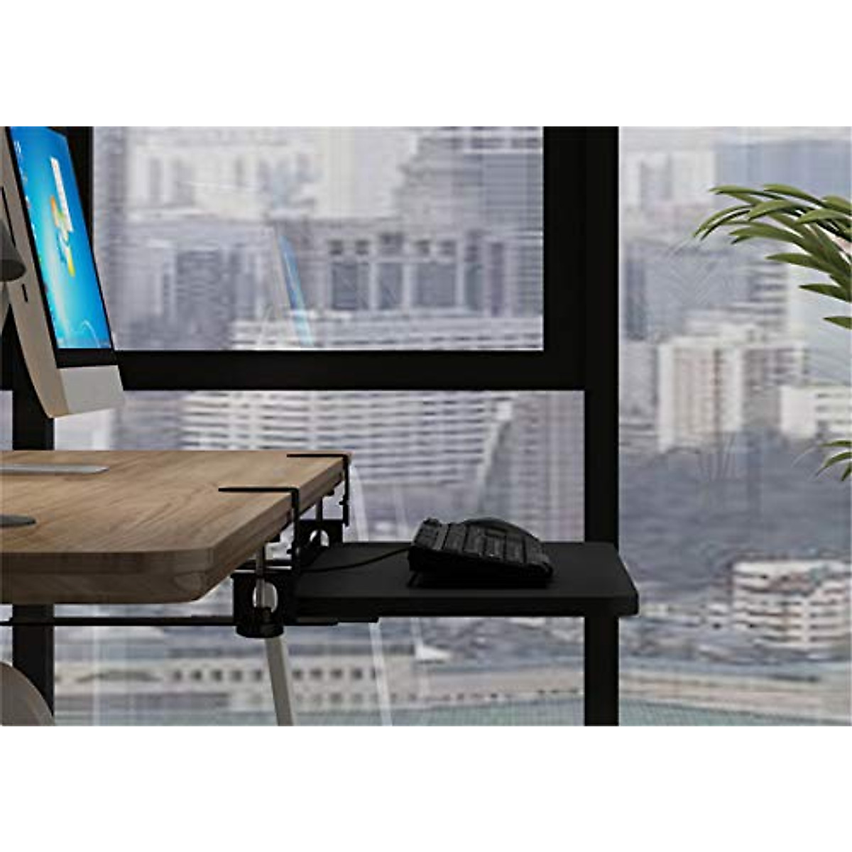 Clamp On Keyboard Tray Under Desk Storage Retractable Height Adjustable Keyboard Tray, 29.5" x 10" for Home or Office