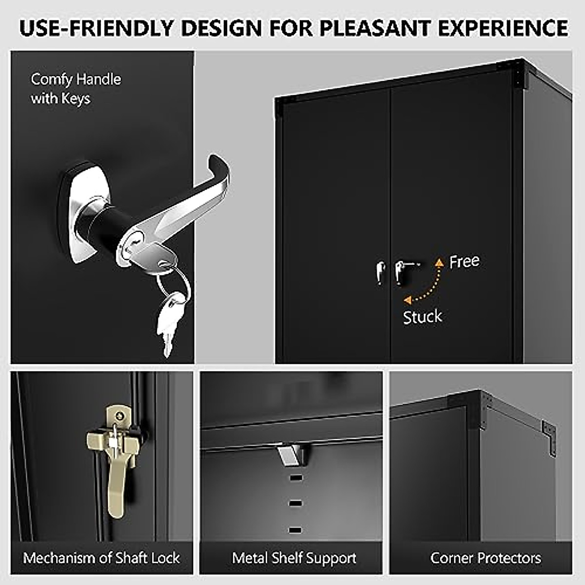 VINGLI 72" H Upgraded Tall & Wide Black Metal Storage Cabinet with Pegboards in Doors and 4 Adjustable Shelves, Garage Cabinet and Storage System with Wheels, Locking Cabinet for Home Office, Basement