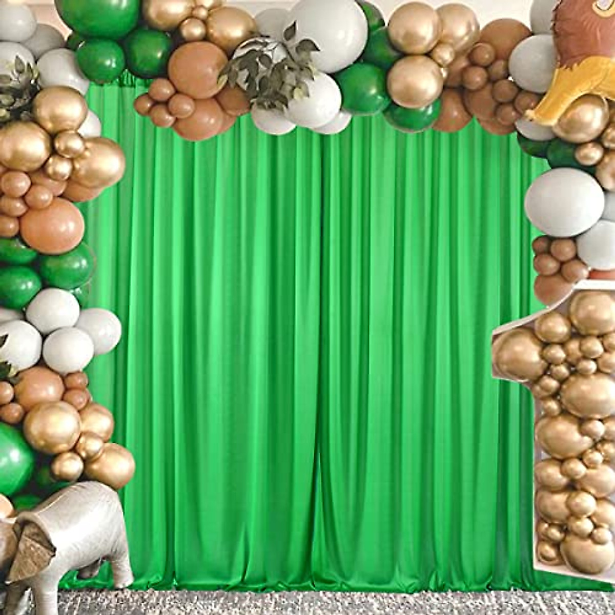 10ft x 7ft Green Backdrop Curtain for Parties Green Wrinkle Free Backdrop Drapes Panels for Baby Shower Birthday Party Photo Photography Photoshoot Polyester Fabric Background Decoration