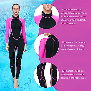 HIGI Flexel Full Wetsuit for Women,2mm Womens Wet Wuit Long Sleeve Swimsuits for Women in Cold Water Thermal Surfing Wetsuit Women Snorkeling Suit Scuba Swimsuit for Women black with pink, Large