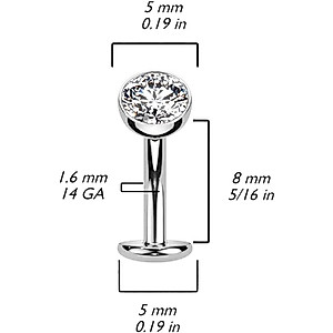 Titanium Threadless Floating Convex Base Belly Button Ring With Bezel CZ Ball Top (Aurora Borealis)
