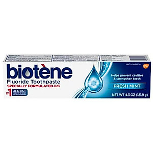 Biotene Dry Mouth Fluoride Toothpaste Fresh Mint Original 4.3 Oz. (2 Pack)