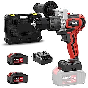 Power drill cordless,NAWIN 20V Impact drill,2x4.0Ah Battery and Fast Charger, 708ln-lbs Torque,Metal Keyless Chuck, Brushless Motor,2-Variable Speed