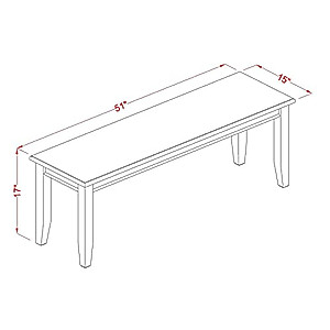 East West Furniture Dub-MAH-W Rectangle Bench, Wood Seat, Mahogany