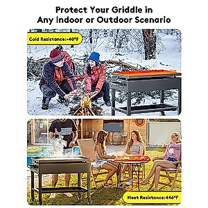 CLLIS 36 inch Griddle Mat for Blackstone, Blackstone Griddle Cover with Handle, Food Grade Silicone Mat Flat Top Grill Accessories, 36" Protective Mat Protect Griddle from Dirt & Rust for Outdoor BBQ