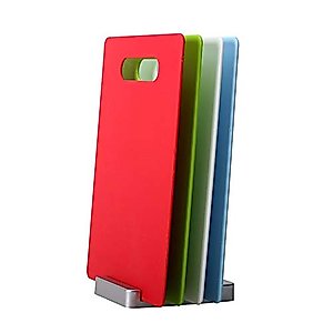 KitchenWorthy 5-piece Multi colored Cutting Board Set 4 Cutting Boards with Base