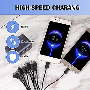 Multi-Charger 10 in 1 Universal USB Charging Cable 10 in 1 Universal USB Cable Multi Charger Cable Adapter Multifunction Charging Sync Cord Universal Camera Cables for PSP/Nokia/HTC/LG/Samsung