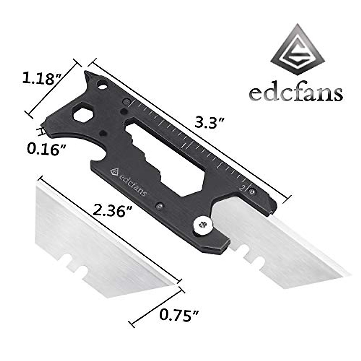 edcfans Utility Knife Multitool Keychain, Pocket Knives Box Cutter with Bottle Opener, Emergency Glass Breaker, Screwdriver, Wrench, Hex Bit, Clip and Extra 10 Razor Blades, Cool EDC Gadgets for Men