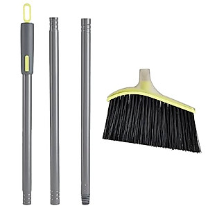 Casabella Wayclean Wide Angle Broom, Gray, Angled Broom with Densely Packed Bristles, Kitchen Broom, RV Broom, Camper Broom, Broom for Home