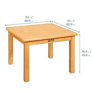 ECR4Kids Hardwood Table with 16in Legs and Two 8in Chairs, Kids Furniture, Honey