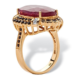 PalmBeach Yellow Gold-plated Sterling Silver Oval Cut Genuine Red Ruby and Princess Cubic Zirconia Spinel Ring Sizes 6-10 Size 6