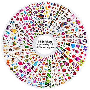 Habett 3D Stickers for Kids & Toddlers, 920+ 3D Puffy Stickers 36 Different Sheets Including Animals, Letters, Numbers, Dinosaurs, Cars and More for Boys, Girls, Teachers, Reward, Craft Scrapbooking