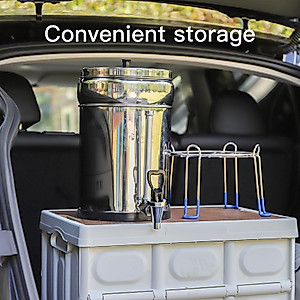 FACHIOO Gravity-fed Water Filter System, 2.25 Gallon Stainless Steel Countertop System with 2 Ceramics Filters Washable Filters, Metal Water Level Spigot and Stand,Reduce up to 99% Chlorine