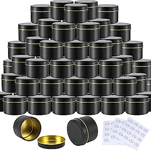 MUKLEI 24 Pieces 8 Oz Candle Tins Black Candle Tin Cans with Lids, Empty Candle Container Candle Jar, Metal Round Containers for DIY Candle Making, Arts & Crafts, Storage and Holiday Gifts