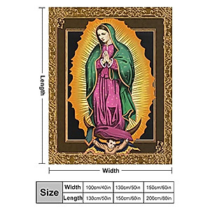 Catholic Blankets Gifts, 40"x50" Blanket Throw, Soft Lightweight Cozy Fleece Our Lady of Guadalupe Virgin Mary Bed Sofa Plush for Women