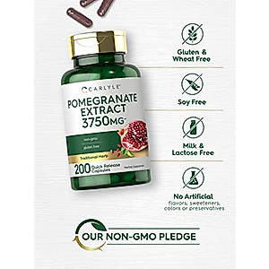 Carlyle Pomegranate Extract Supplement | 200 Capsules | Non-GMO, Gluten Free | Traditional Herb