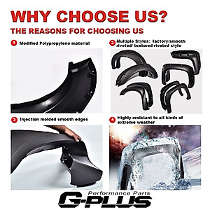 G-PLUS Fender Flares, Compatible with Ford 1999-2007 F250 F350 Super Duty, (Does Not Fit Dually Models), Textured Black Wheel Cover Tire 4pcs