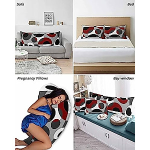 Edwiinsa Red Black Grey Pillow Covers King Standard Set of 2 Bed Pillow, Modern Geometric Abstract Art Aesthetics Plush Soft Comfort for Hair/Skin Cooling Pillowcases with Envelop Closure 20''x36''