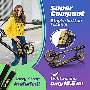 Scooter for Kids Ages 6-12 - Scooters for Teens 12 Years and Up - Adult Scooter with Anti-Shock Suspension - Scooter for Kids 8 Years and Up with 4 Adjustment Levels Handlebar Up to 41 Inches High