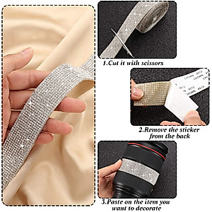 Self Adhesive Rhinestone Strips Diamond Bling Crystal Ribbon Sticker Wrap for Craft Jewel Tape Roll with 2 mm Rhinestones for DIY Car Phone Christmas Decoration (Silver,1.06 Inch x 3 Yards)