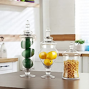 MDLUU Set of 3 Glass Apothecary Jars with Lids, Candy Buffet Serving Jars, Decorative Bathroom Canisters for Storage