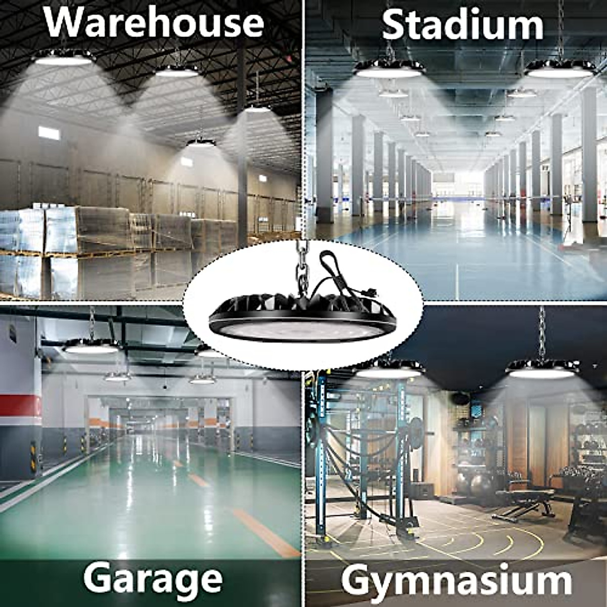 10 Pack 200W UFO LED High Bay Light, 20000LM LED High Bay Light Fixture with 110V US Plug, 6500K Daylight White Commercial Warehouse Area Light for Wet Location Area, Workshop, Warehouse, Garage