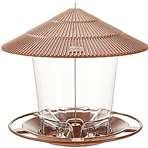 Hanizi Hanging Bird Feeder Squirrel Proof for Outdoor Wild Bird Seed, Outside, Garden Yard Decoration (Brown)