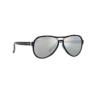 Ray-Ban Men's Rb4355 Vagabond Evolve Polarized Aviator Sunglasses, Blue Creamy Light Blue/Photochromic Grey Mirrored Grey, 58 mm